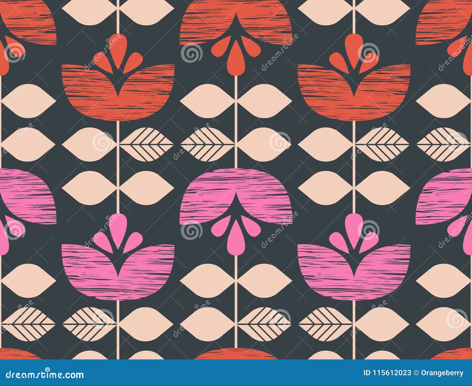 Seamless Retro Pattern with Flowers Stock Vector - Illustration of ...