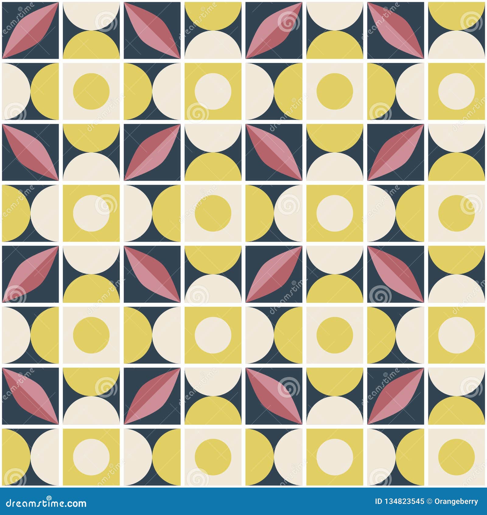 Seamless Retro Pattern in Mosaic Style Stock Vector - Illustration of ...