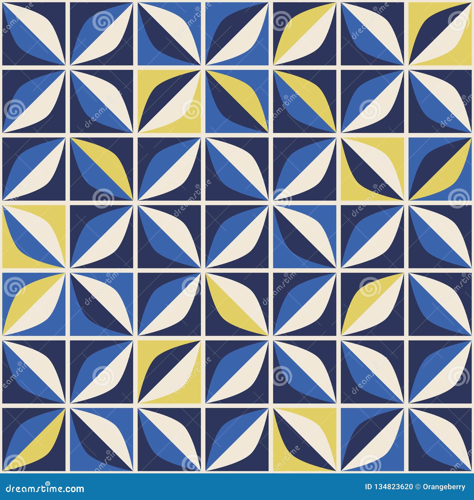 Seamless Retro Pattern in Mosaic Style Stock Vector - Illustration of ...