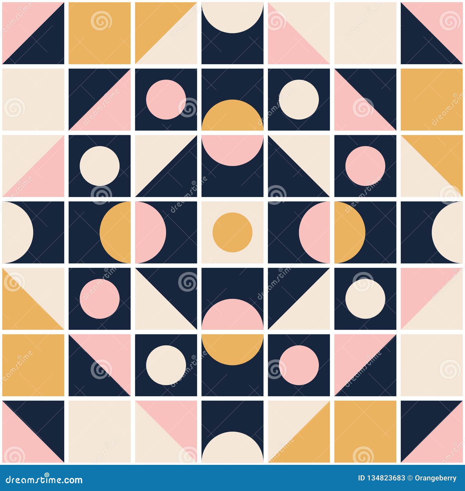 Seamless Retro Pattern in Mosaic Style Stock Vector - Illustration of ...