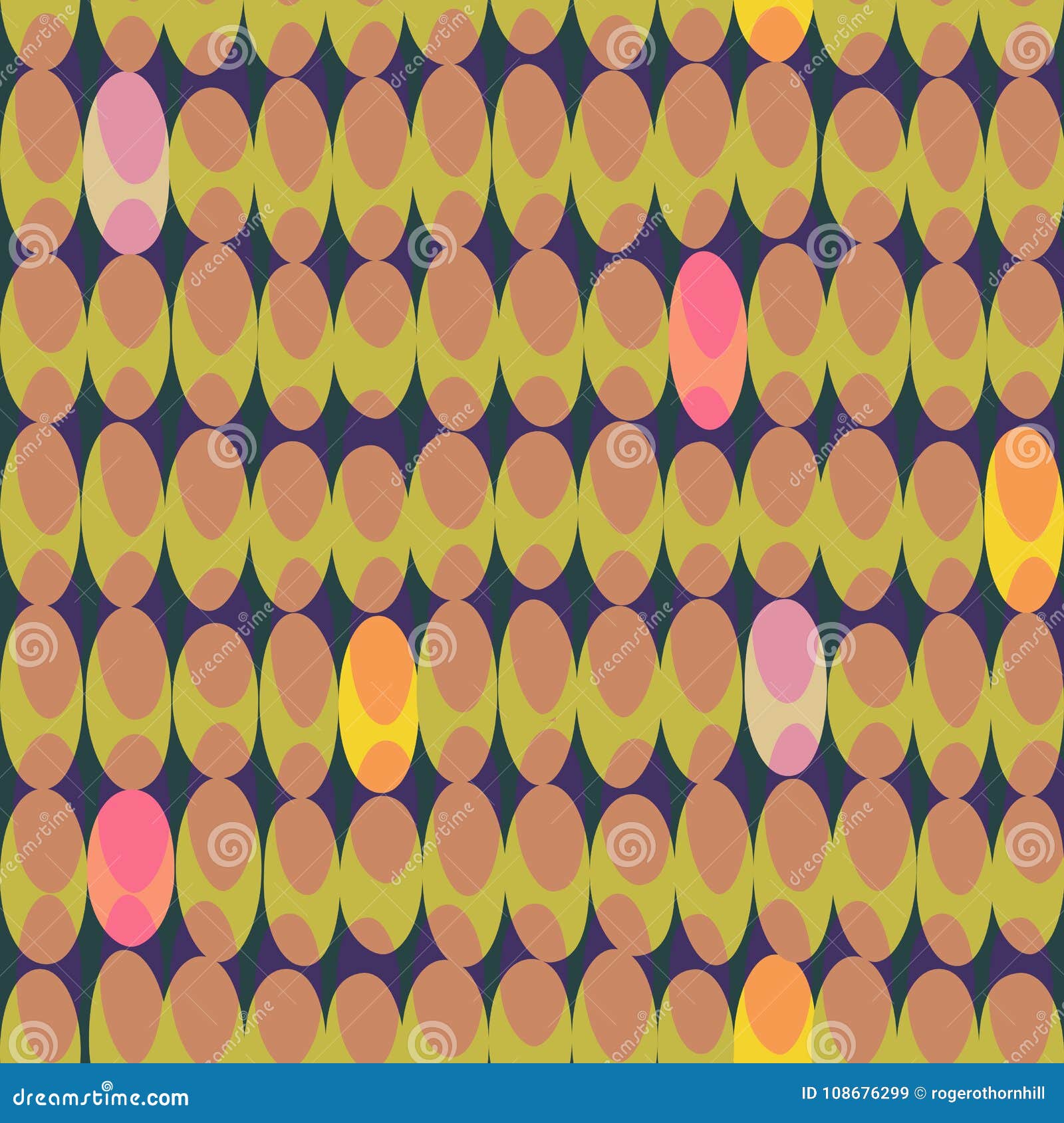 Seamless Retro Pattern of Overlapping Hand Drawn Ovals. Stock Vector ...