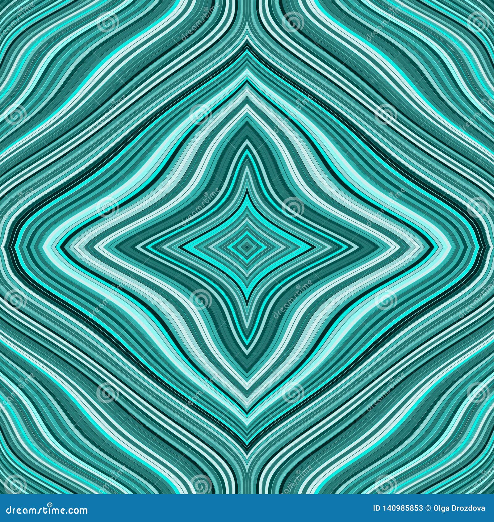 Seamless Retro Pattern with Turquoise Wavy Lines Stock Illustration ...