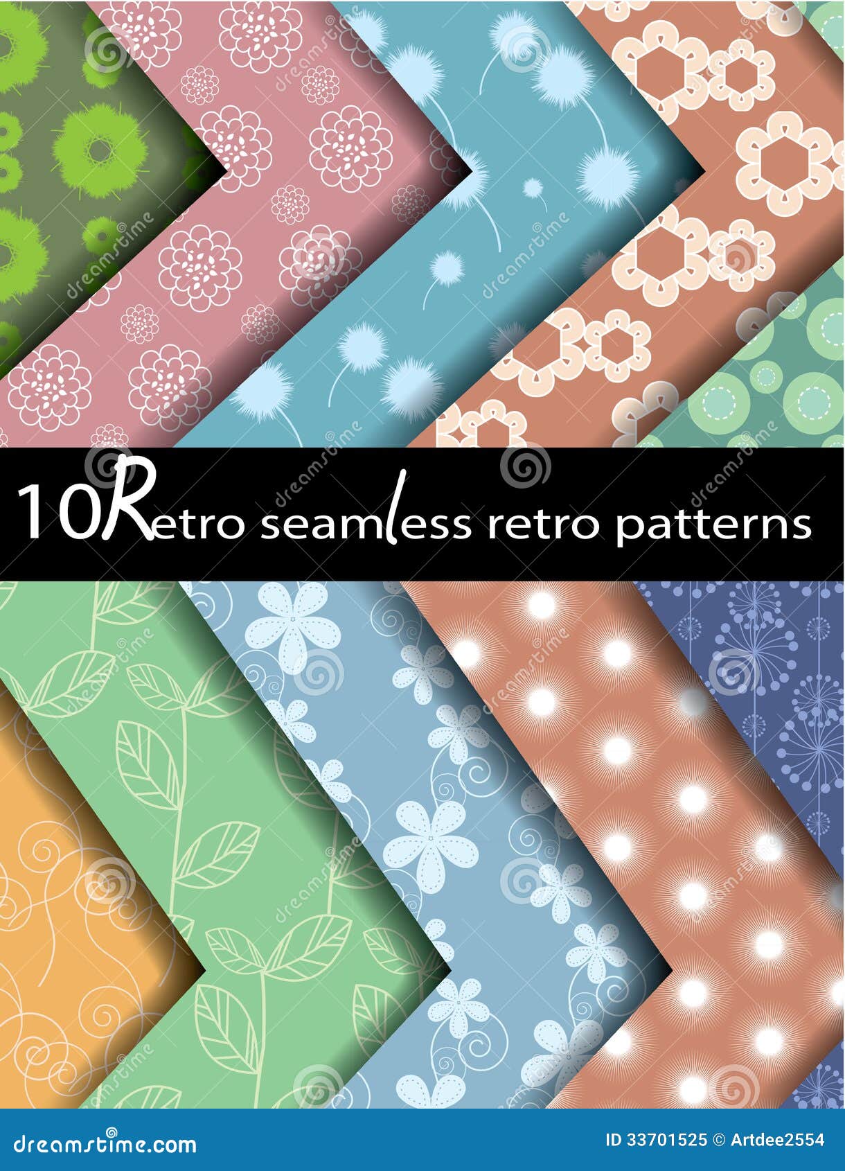 10 seamless retro patterns stock illustration. Illustration of frame ...