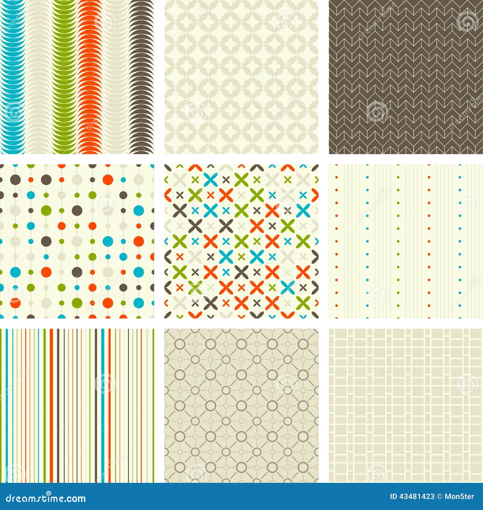 Seamless Retro Patterns Collection Stock Vector - Illustration of ...