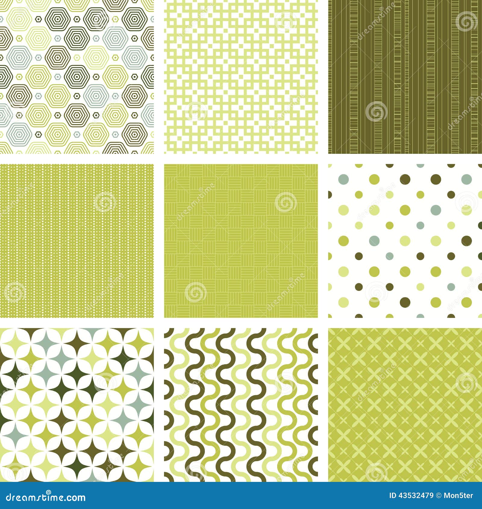 Seamless Retro Patterns Collection Stock Vector - Illustration of ...