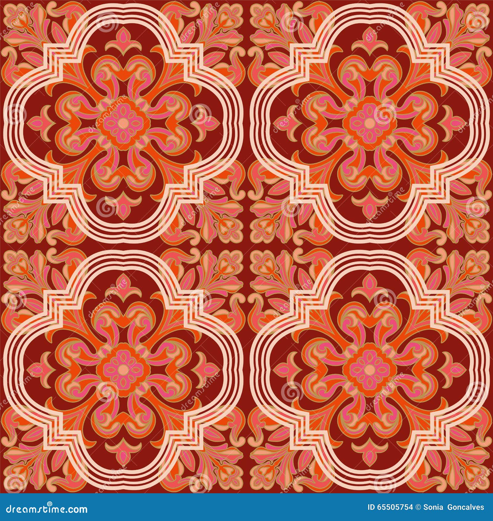 Seamless Retro Patterns Red Stock Vector - Illustration of tile ...