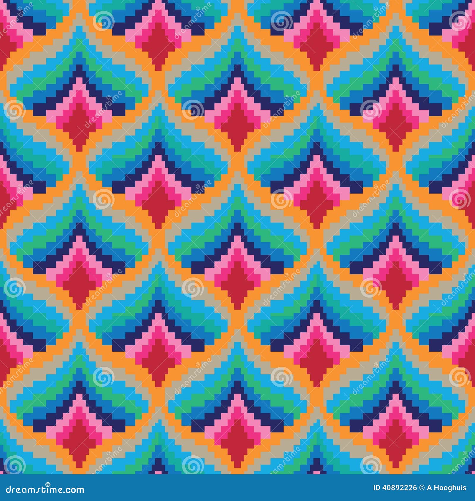 Seamless Retro Pixel Game Pattern Stock Vector - Illustration of blue ...