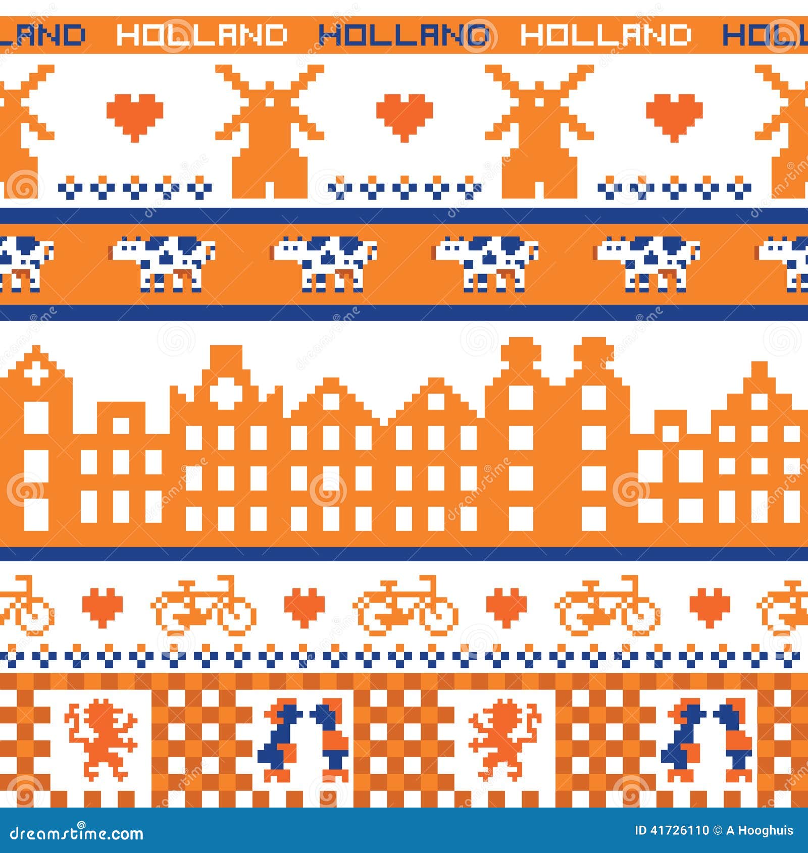 Seamless Retro Pixel Holland Orange Pattern Royalty-Free Stock Image ...