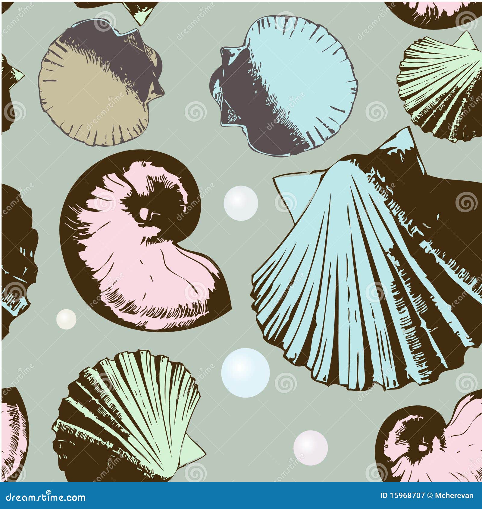 Seamless retro shells stock illustration. Illustration of pearl - 15968707