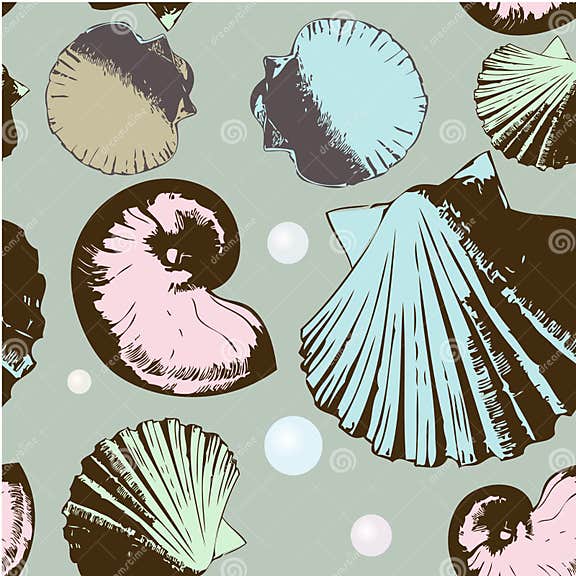 Seamless retro shells stock illustration. Illustration of pearl - 15968707