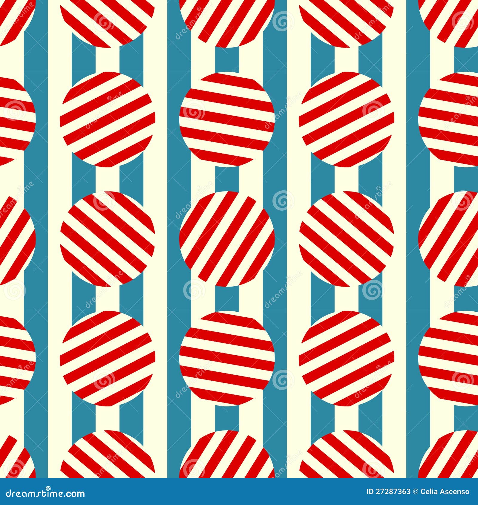 Seamless Retro Stripes and Circles Stock Illustration - Illustration of ...