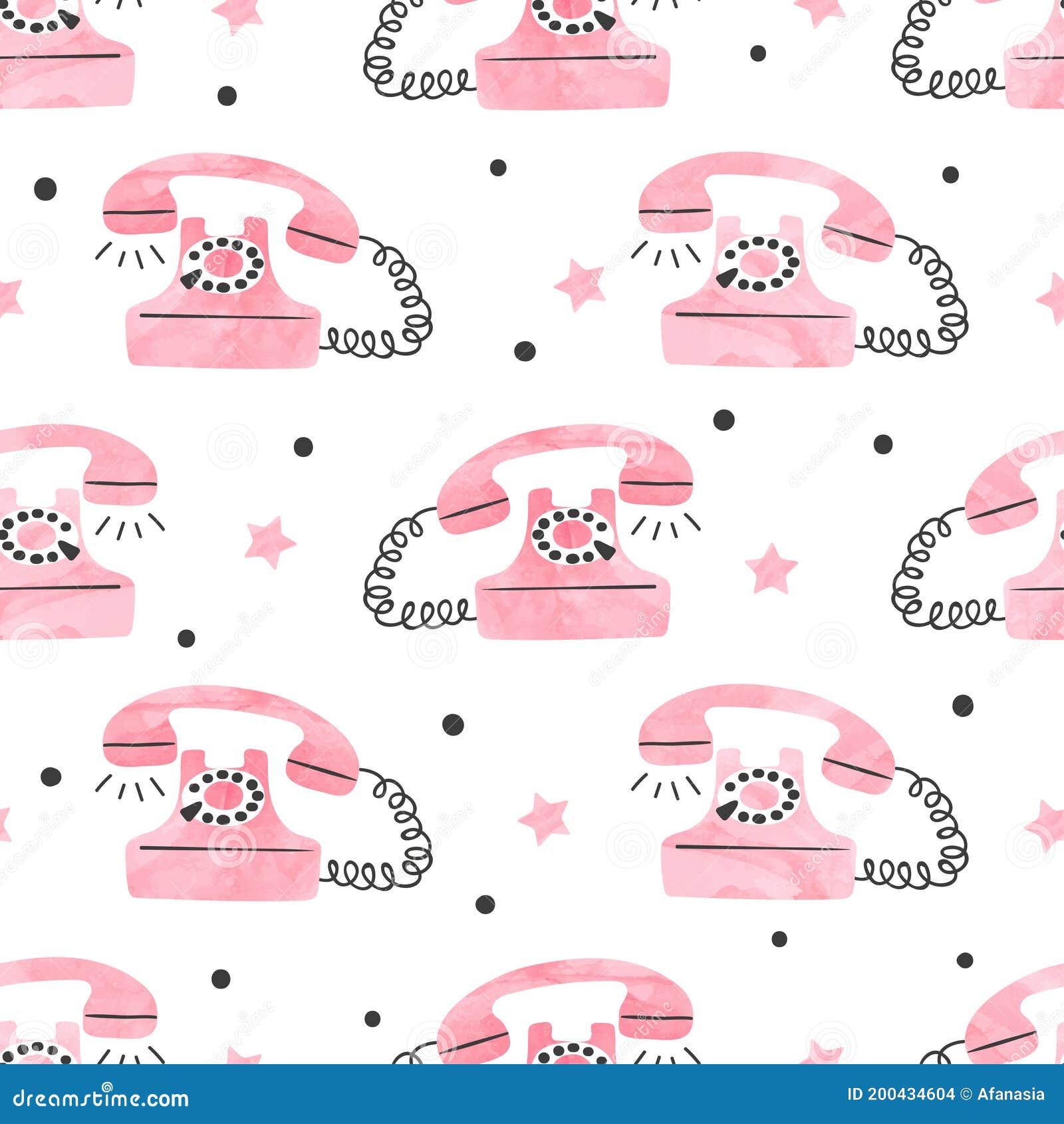 Seamless Retro Telephone Pattern. Stock Vector - Illustration of repeat ...
