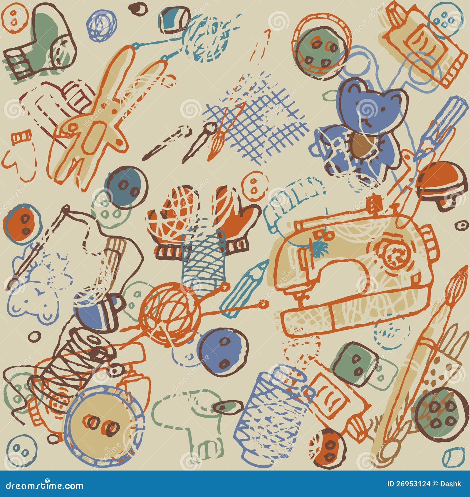 Seamless Retro Vintage Handmade Pattern Stock Vector - Illustration of ...