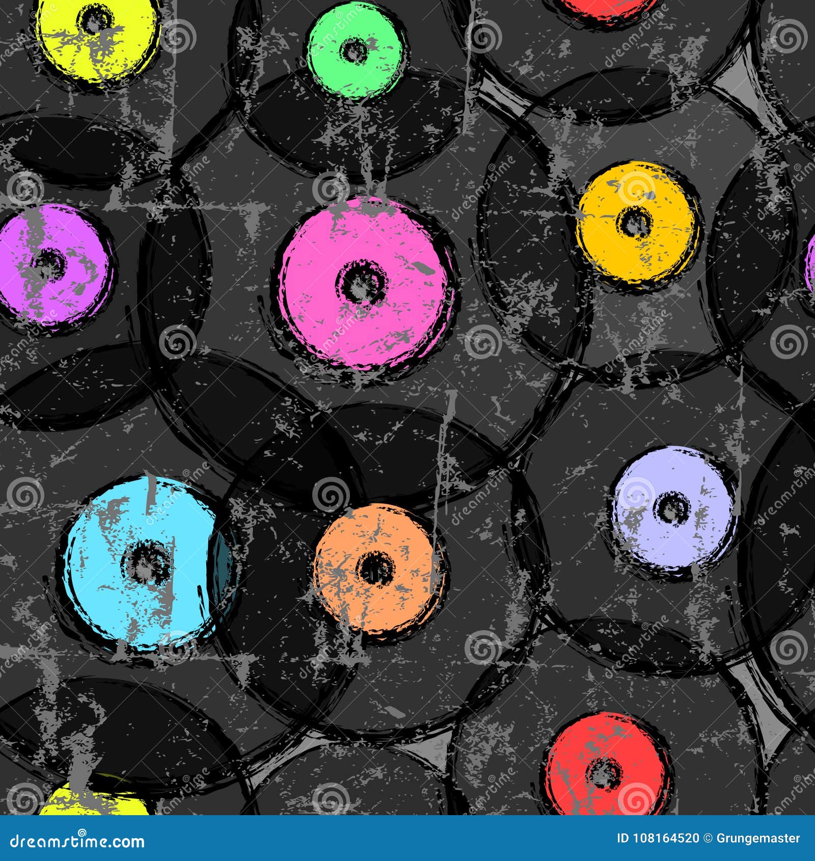 Seamless Retro Vinyl Records Background Stock Vector - Illustration of ...