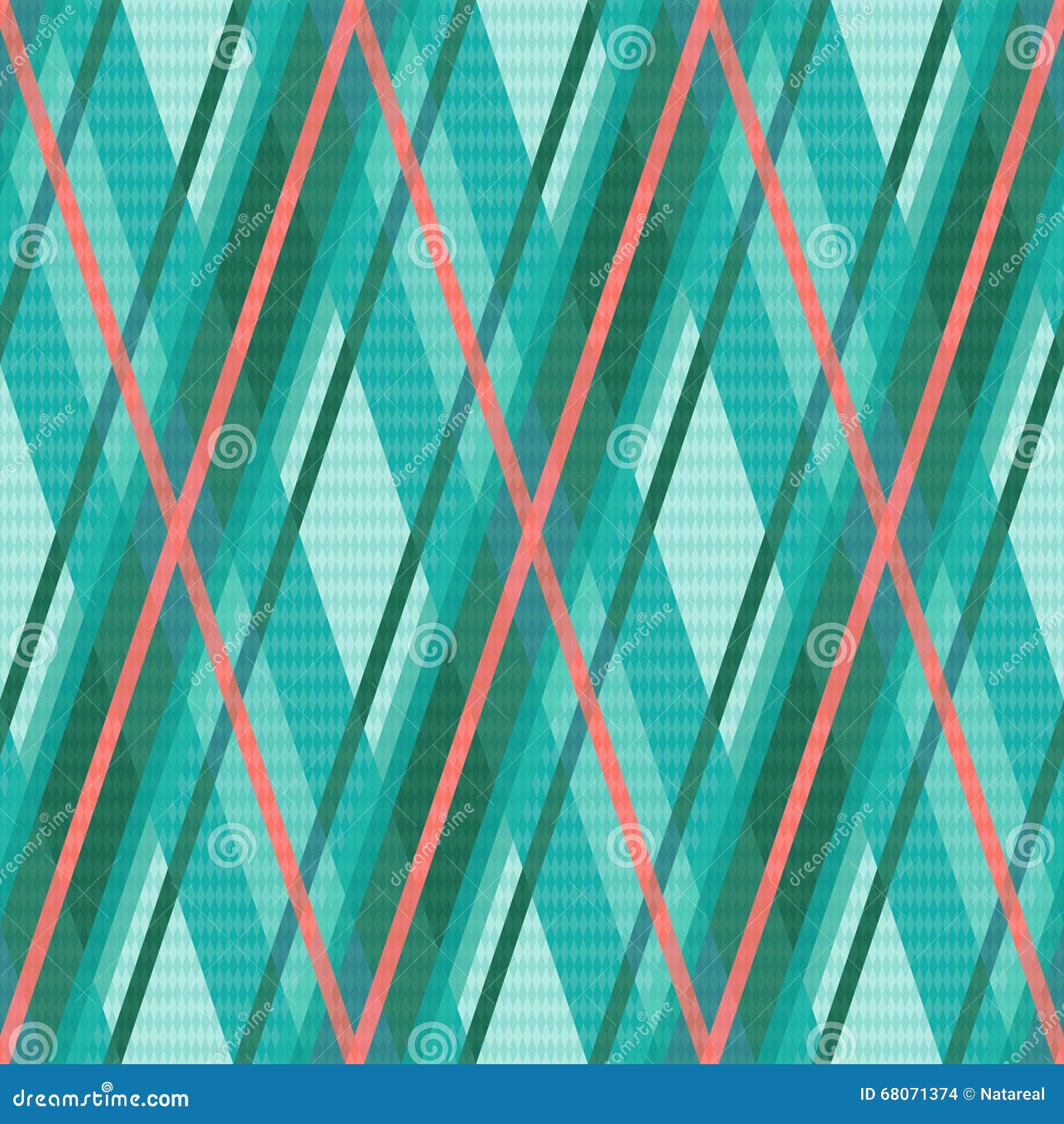 Seamless Rhombic Pattern in Turquoise and Red Stock Vector ...