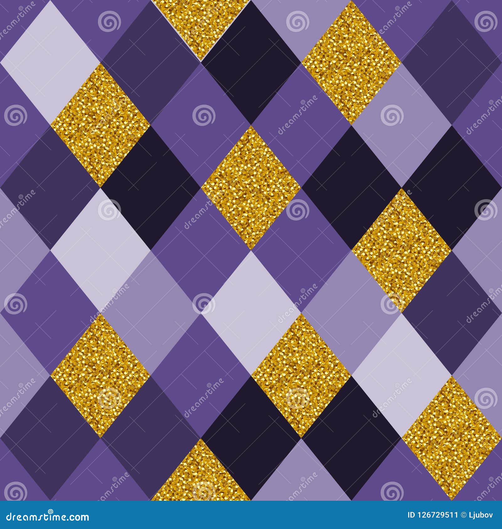 Seamless Rhombus Pattern with Gold Elements. Patchwork Design Stock ...