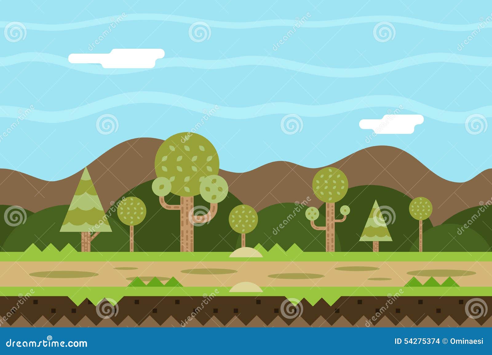 Seamless Road Nature Concept Flat Design Landscape Stock Vector ...