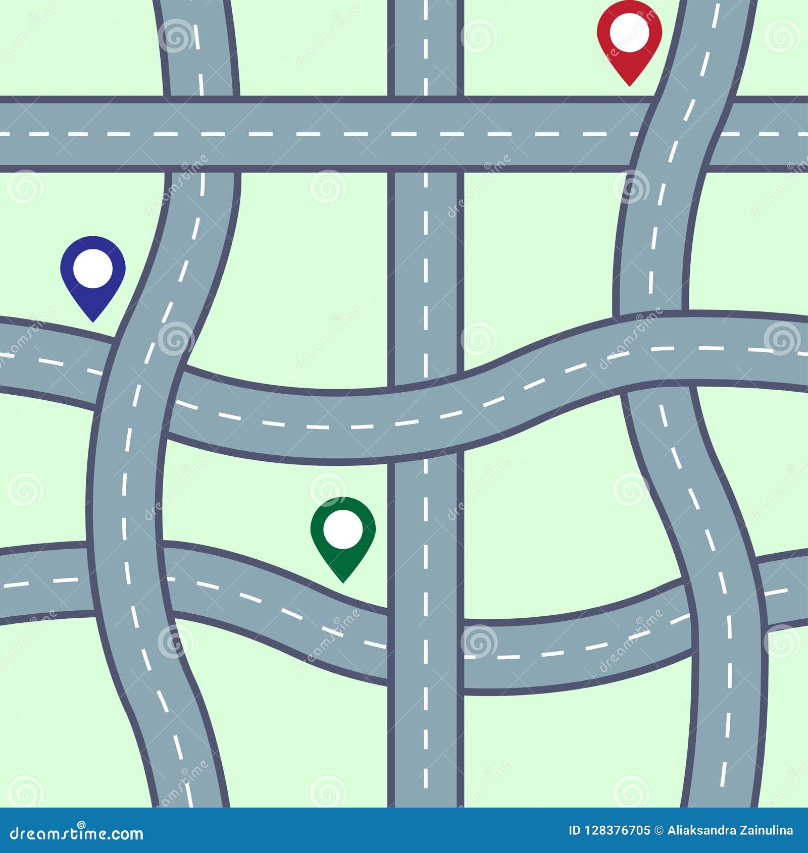 Seamless road pattern stock vector. Illustration of cartography - 128376705
