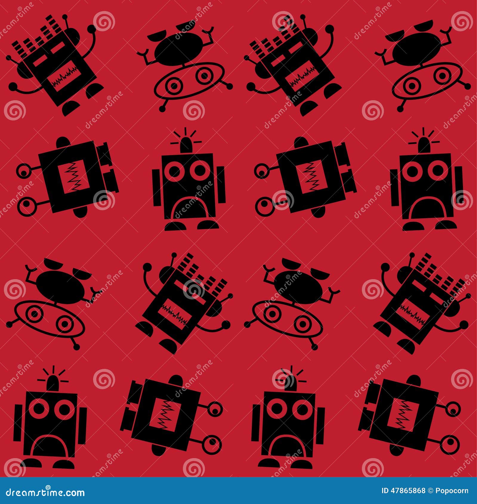 Seamless robot pattern stock illustration. Illustration of fyaordm ...