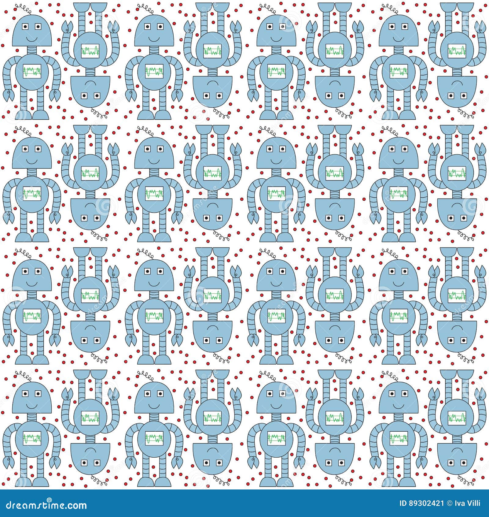 Seamless Robots Texture Cartoon Vector | CartoonDealer.com #117467975