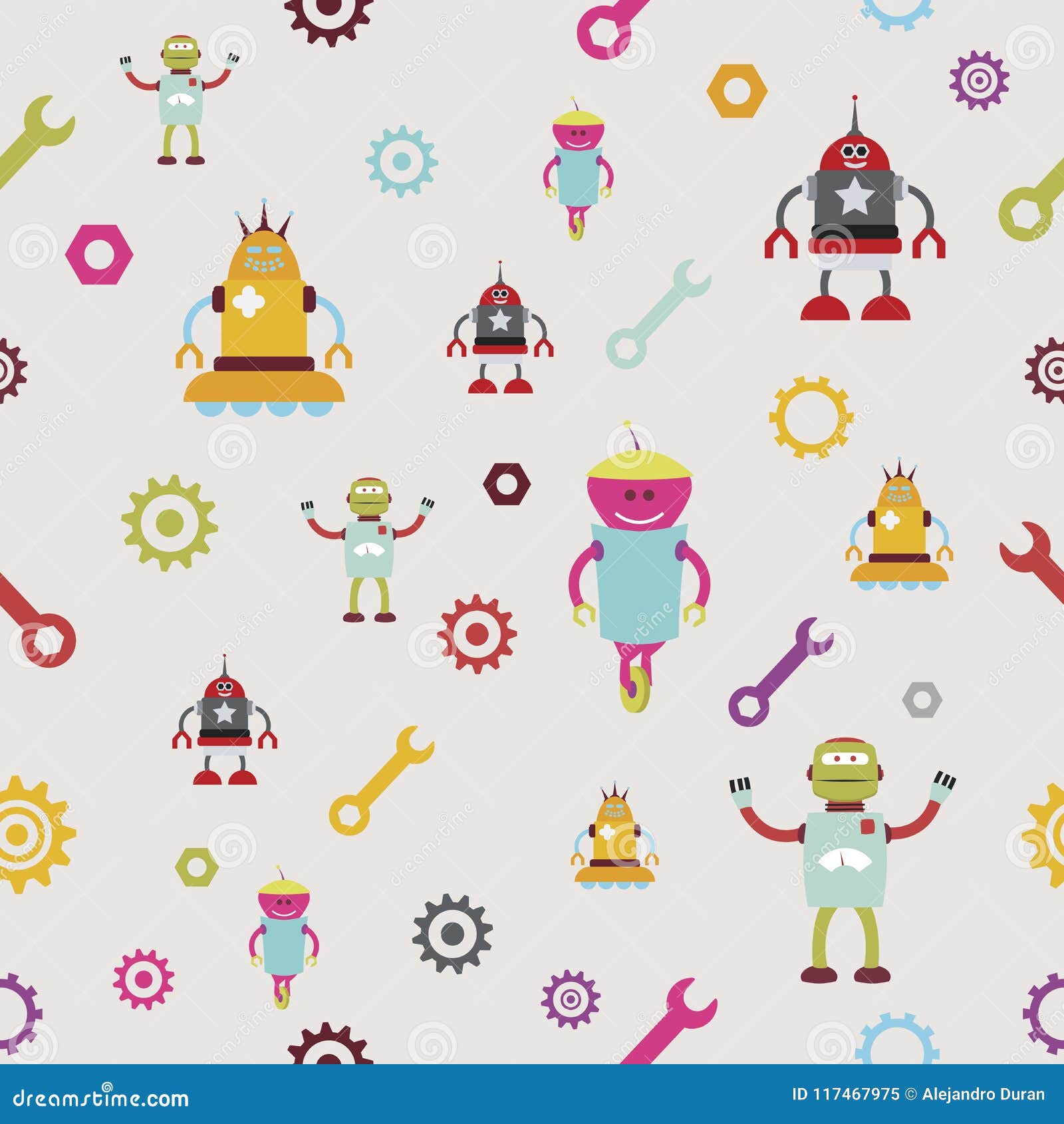 Seamless Robots Texture Vector Illustration | CartoonDealer.com #117467975