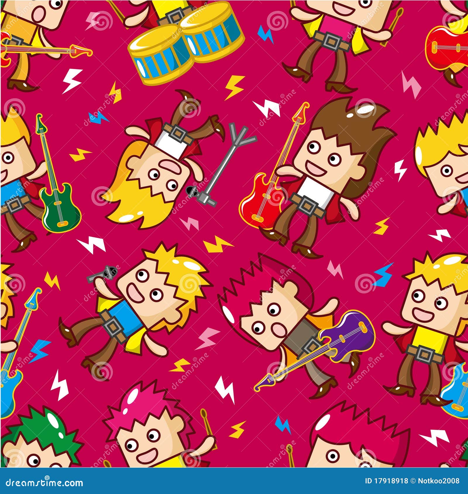 Seamless rock band pattern stock vector. Illustration of element - 17918918