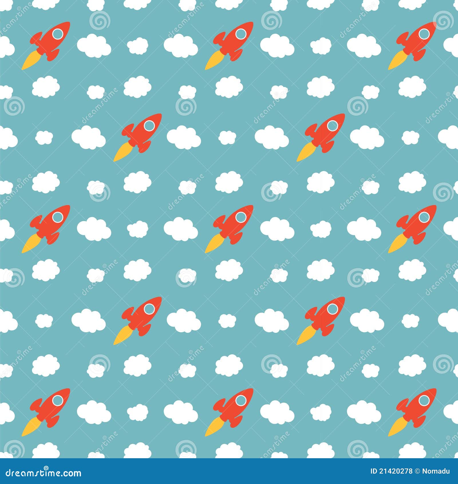 Seamless Rocket Pattern stock illustration. Illustration of imagination ...