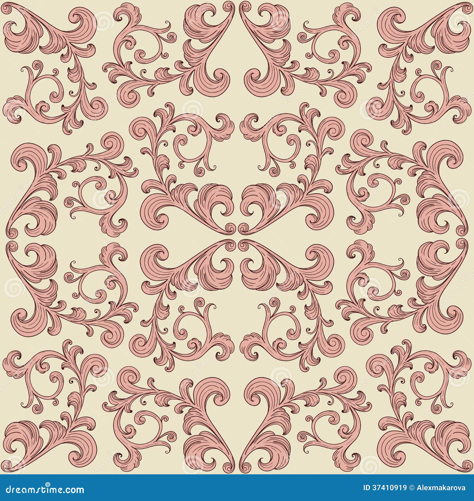 Seamless Romantic Background with Vintage Floral Ornament Stock Vector ...