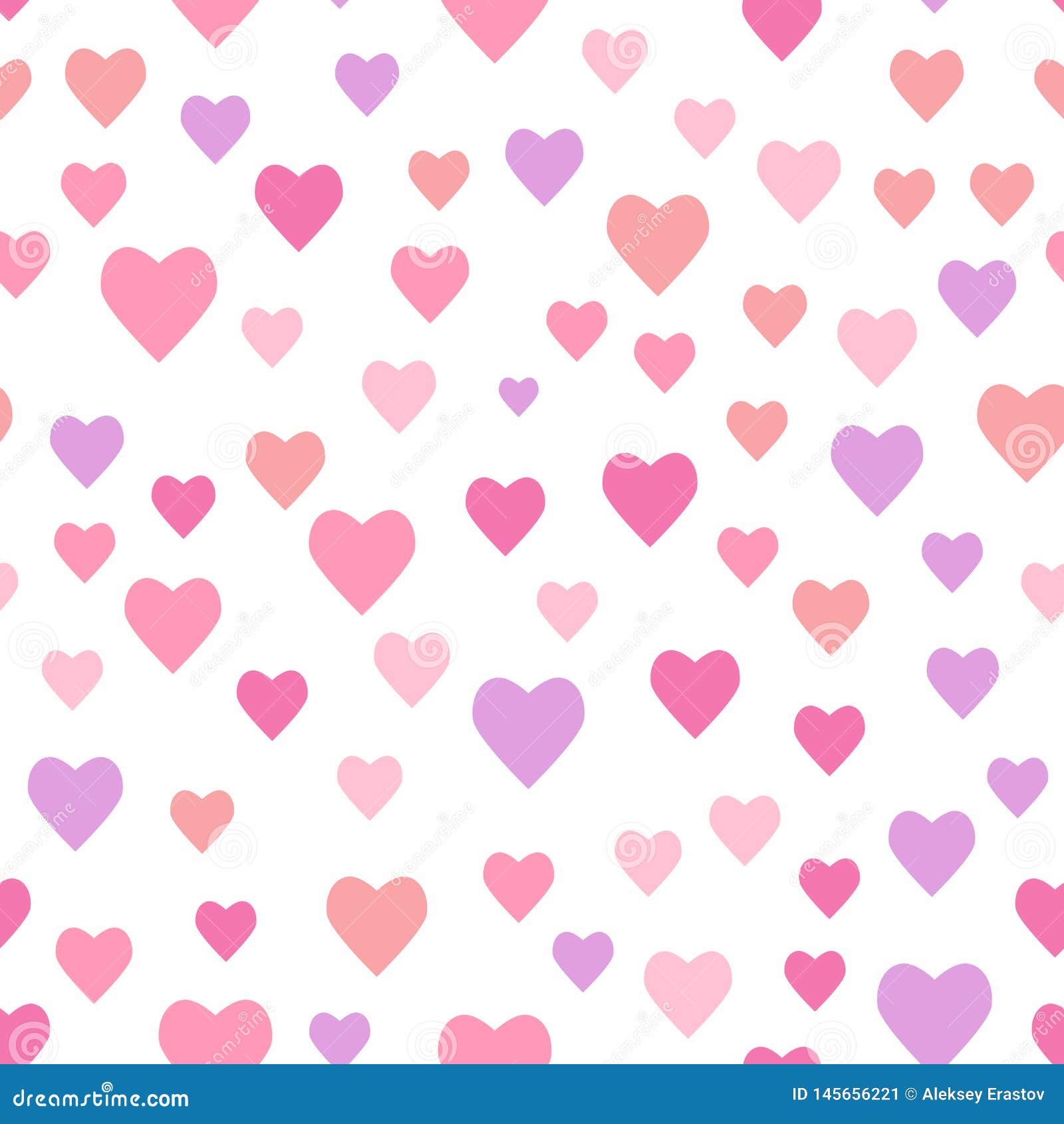 Seamless Romantic Pattern with Randomly Scattered Hearts. Vector ...