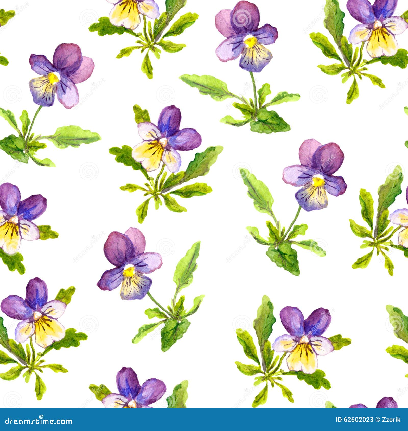 Seamless Romantic Textile Texture with Violet Viola Flowers Stock ...