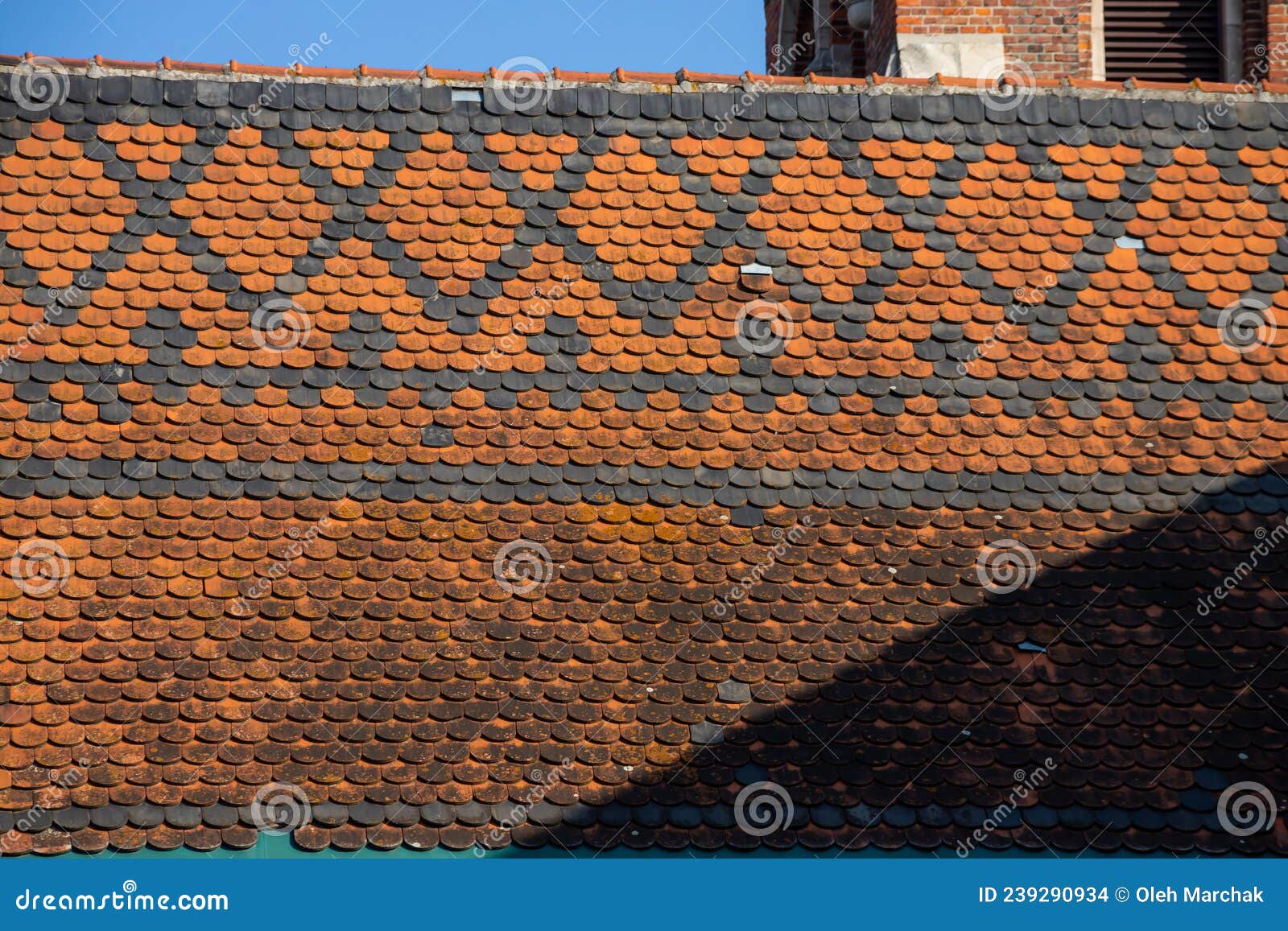 Seamless Roof Texture of Flat Red Shingles with Embedded Line Patterns ...