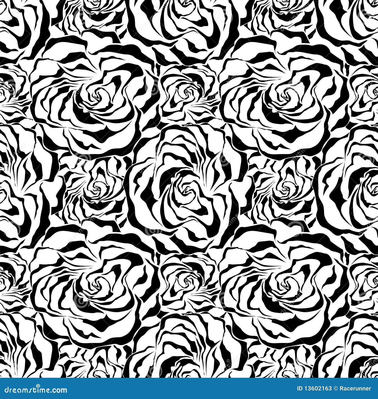 Seamless Rose Background. Black Vector Illustratio Stock Vector ...