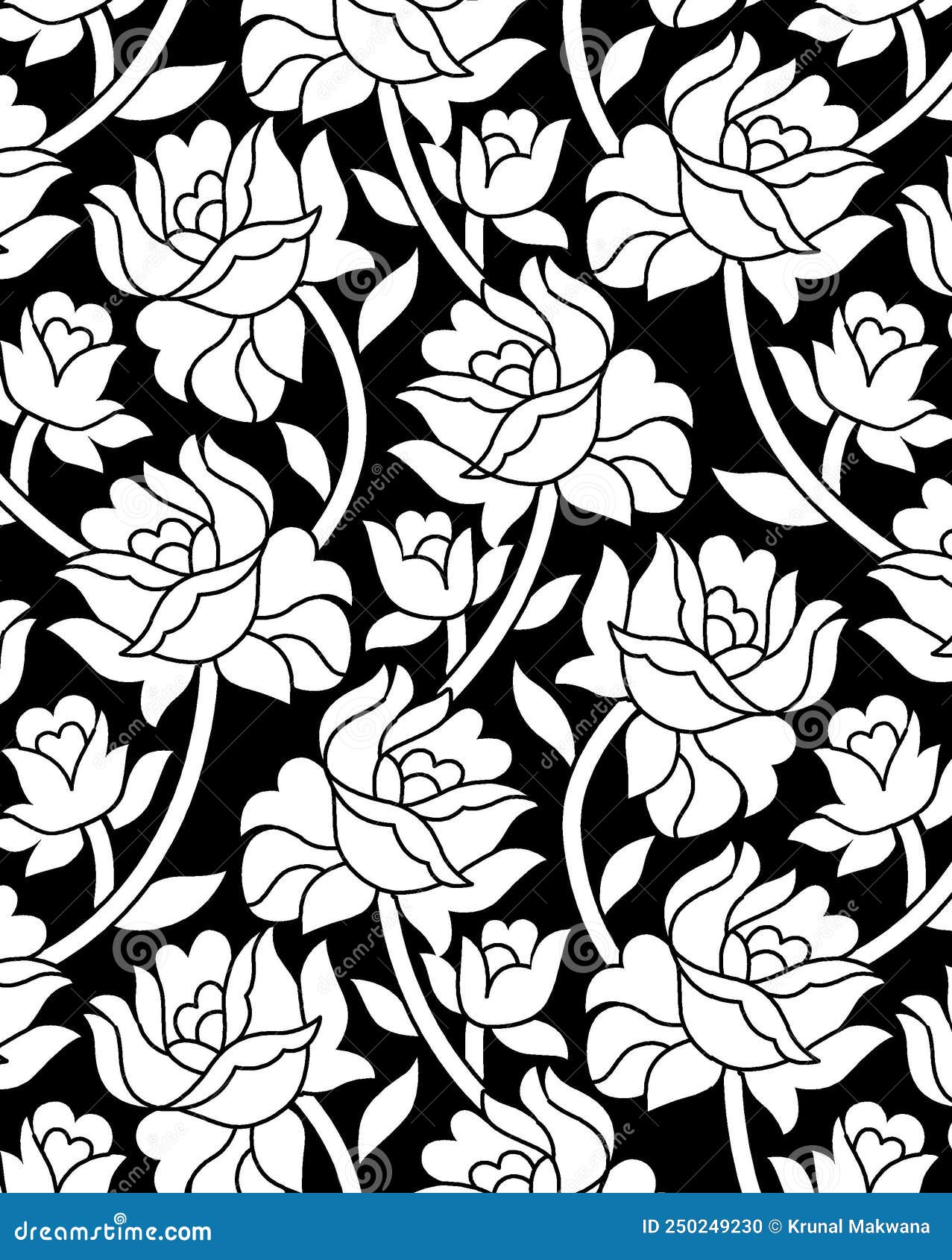 Seamless Vector Rose Flower Pattern Design.cdr Stock Illustration ...