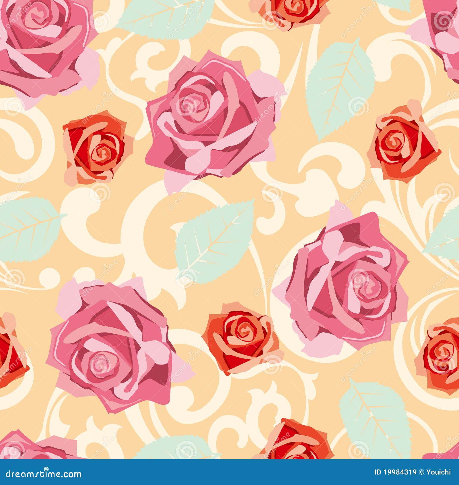 Seamless rose pattern stock vector. Illustration of beauty - 19984319
