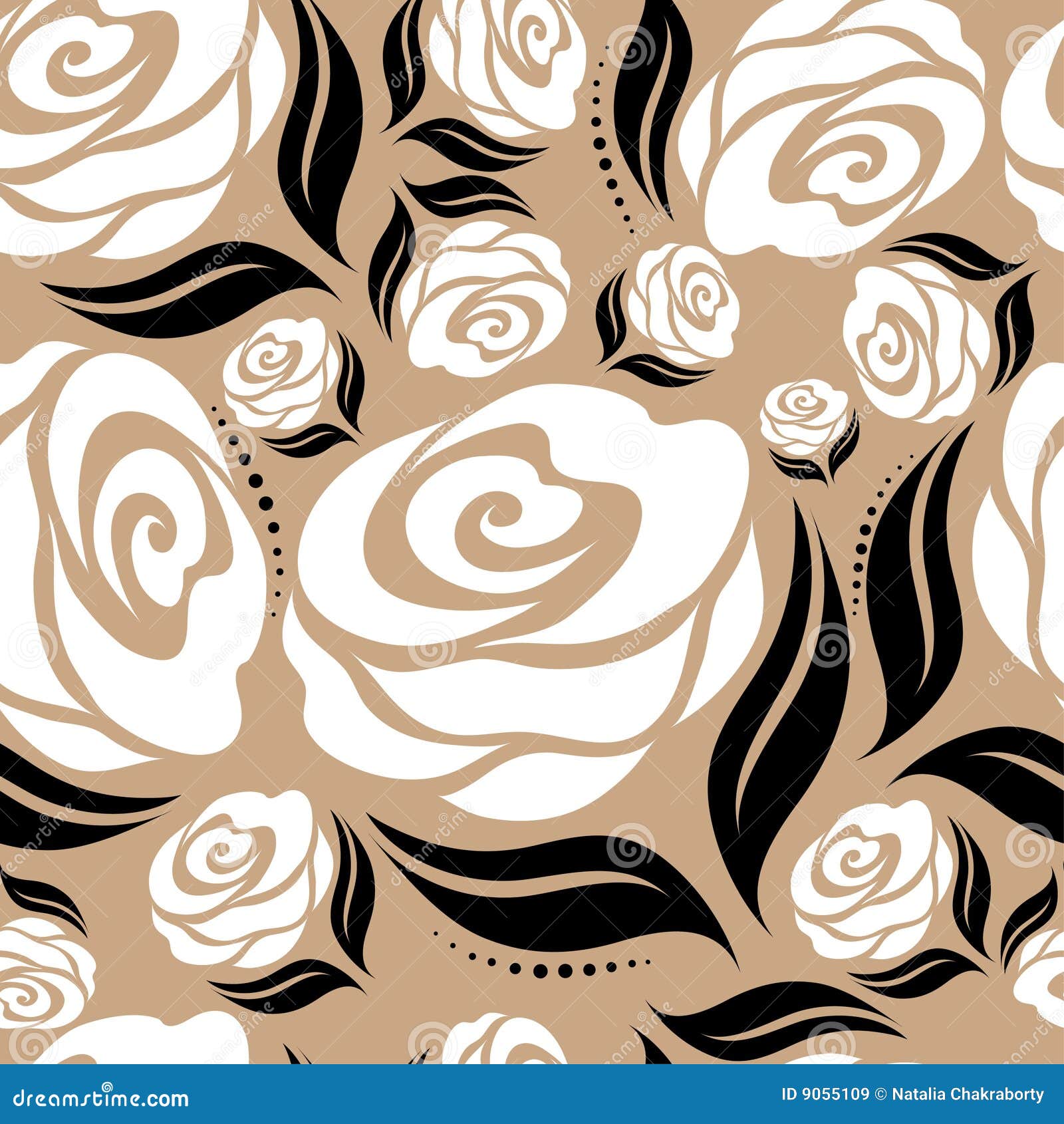 Seamless rose pattern stock vector. Illustration of vintage - 9055109