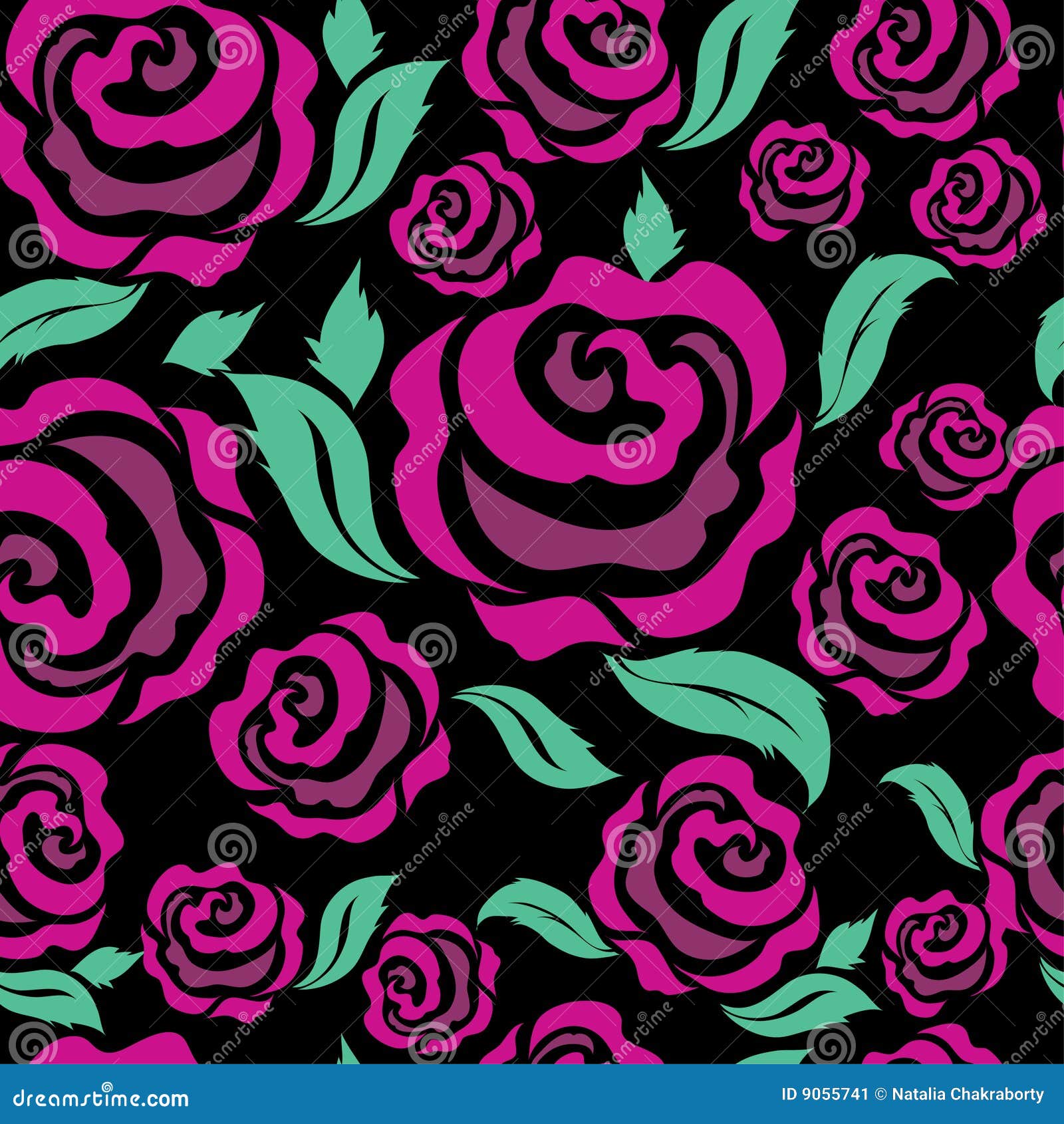 Seamless rose pattern stock vector. Illustration of curl - 9055741