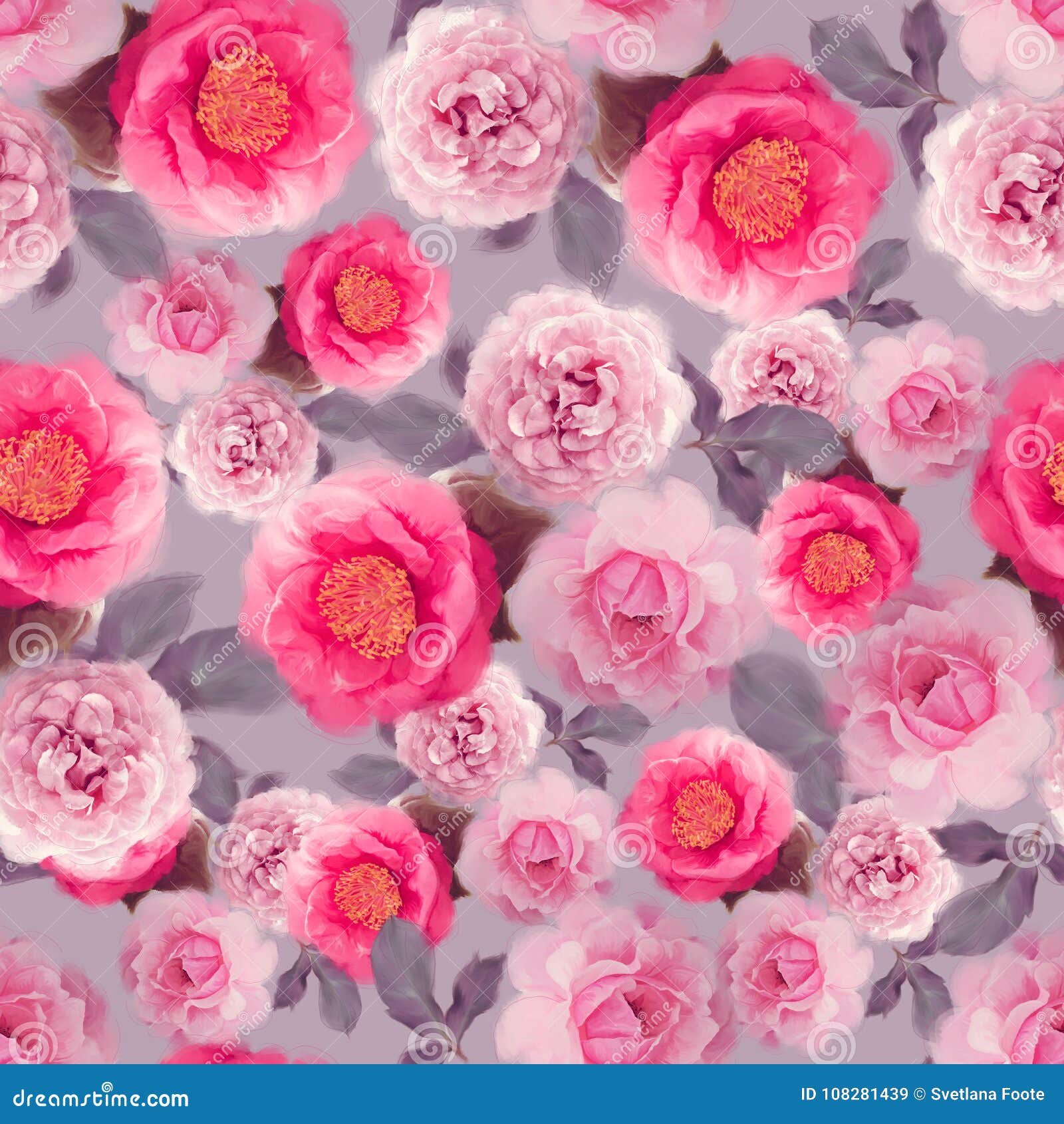 Seamless rose pattern stock illustration. Illustration of leaf - 108281439