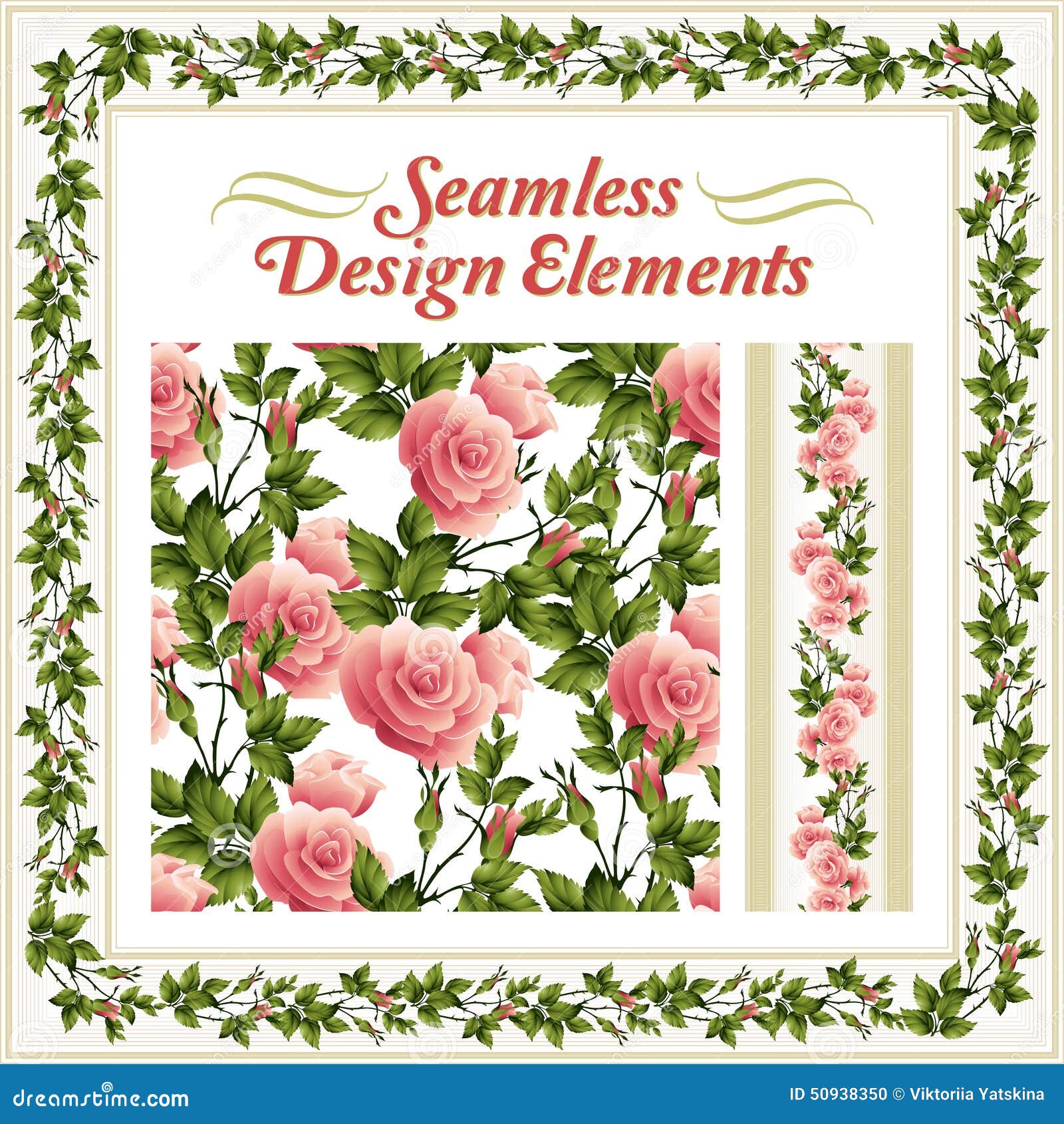Seamless Rose Pattern. Vector Illustration Stock Vector - Illustration ...