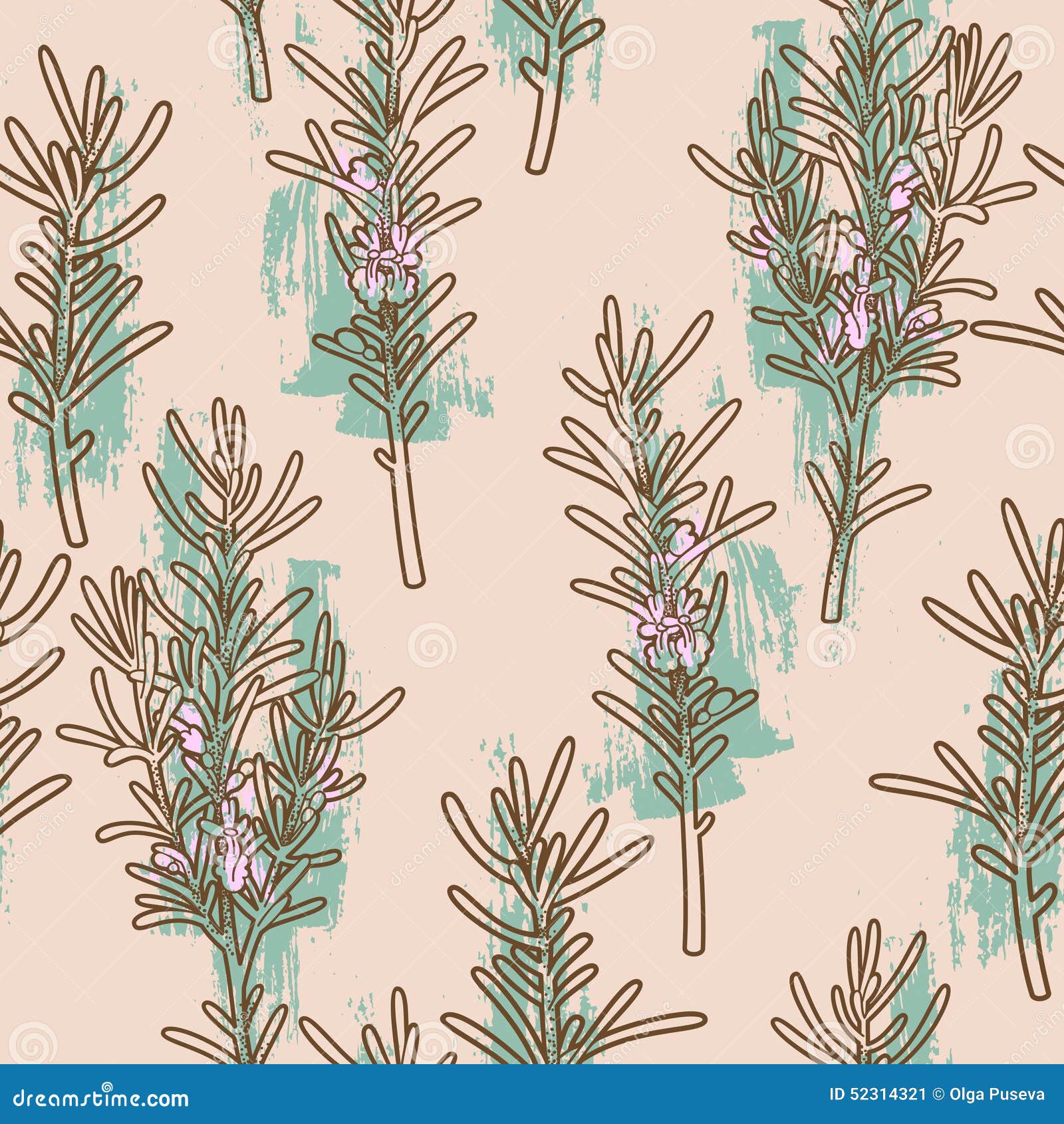 Seamless Rosemary Background Stock Vector - Illustration of branch ...