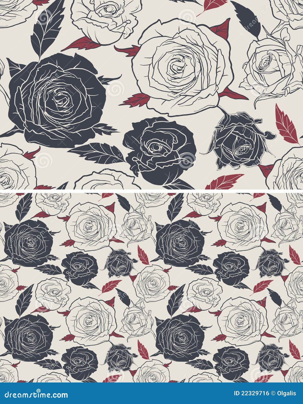 Seamless roses stock vector. Illustration of contour - 22329716