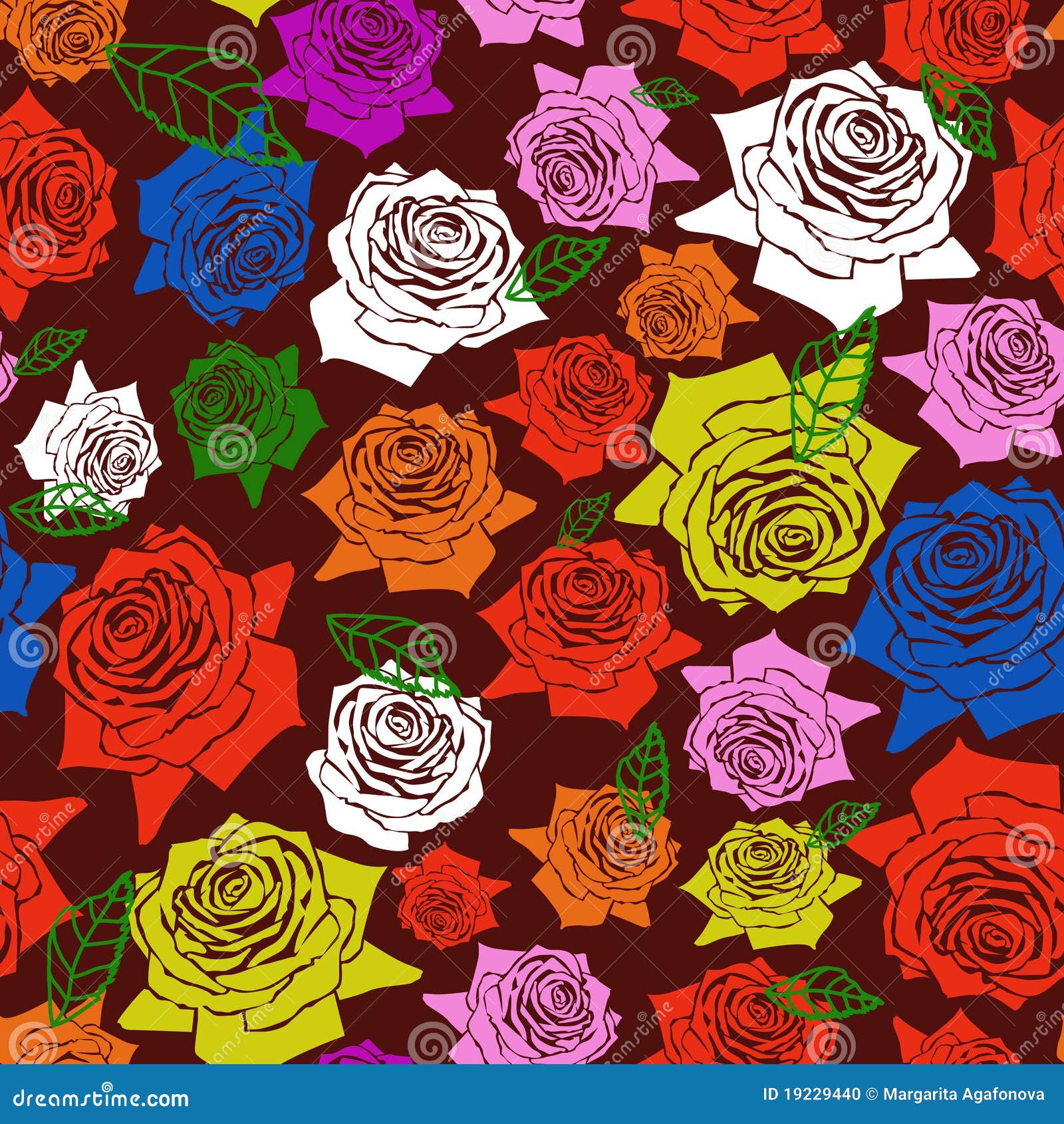 Seamless Roses Color Pattern Stock Vector - Illustration of repetition ...