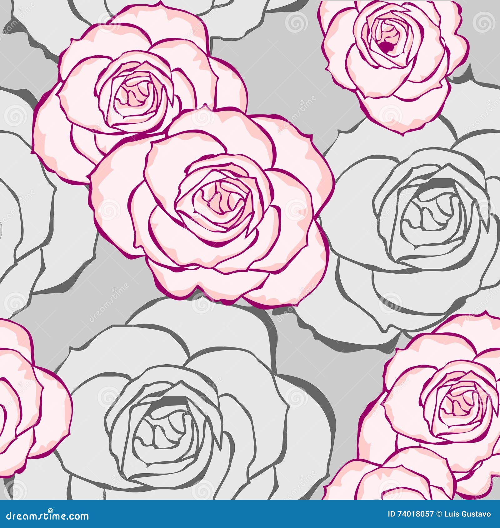 Seamless Roses Pattern stock vector. Illustration of ornament - 74018057