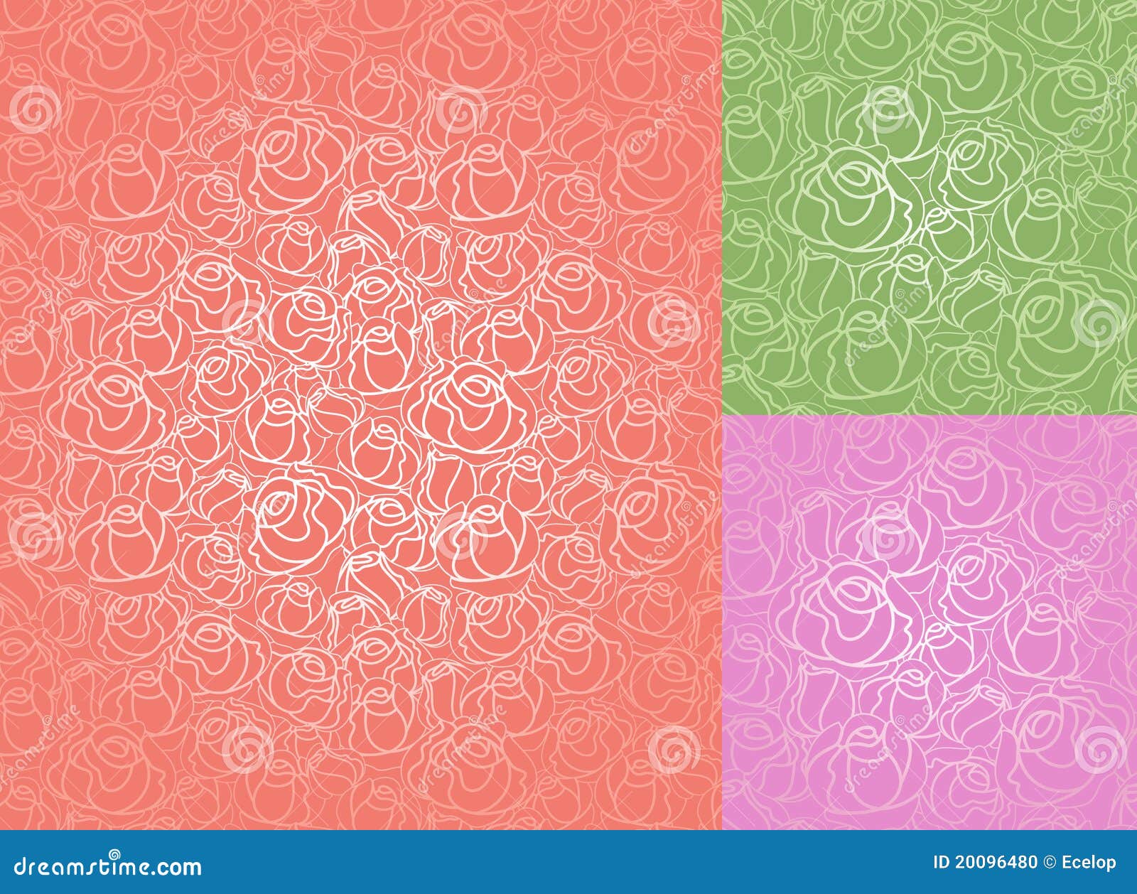 Seamless Roses Pattern. Set, Wallpaper Stock Vector - Illustration of ...