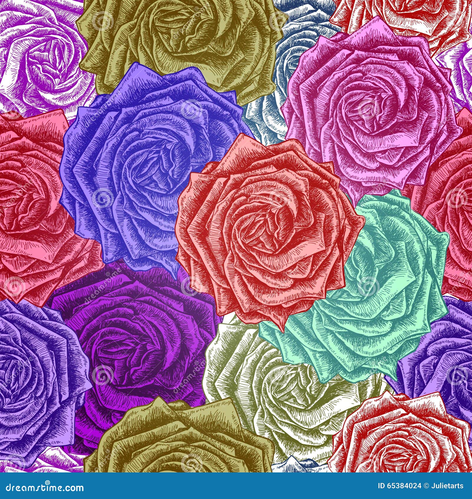 Seamless Roses Pattern. Vector Colorful, EPS10 Stock Vector ...