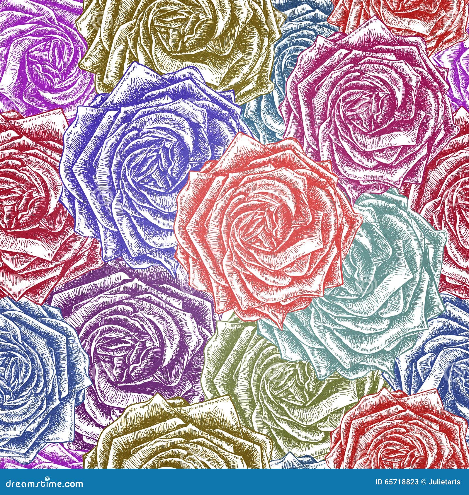 Seamless Roses Pattern. Vector, EPS10 Stock Vector - Illustration of ...