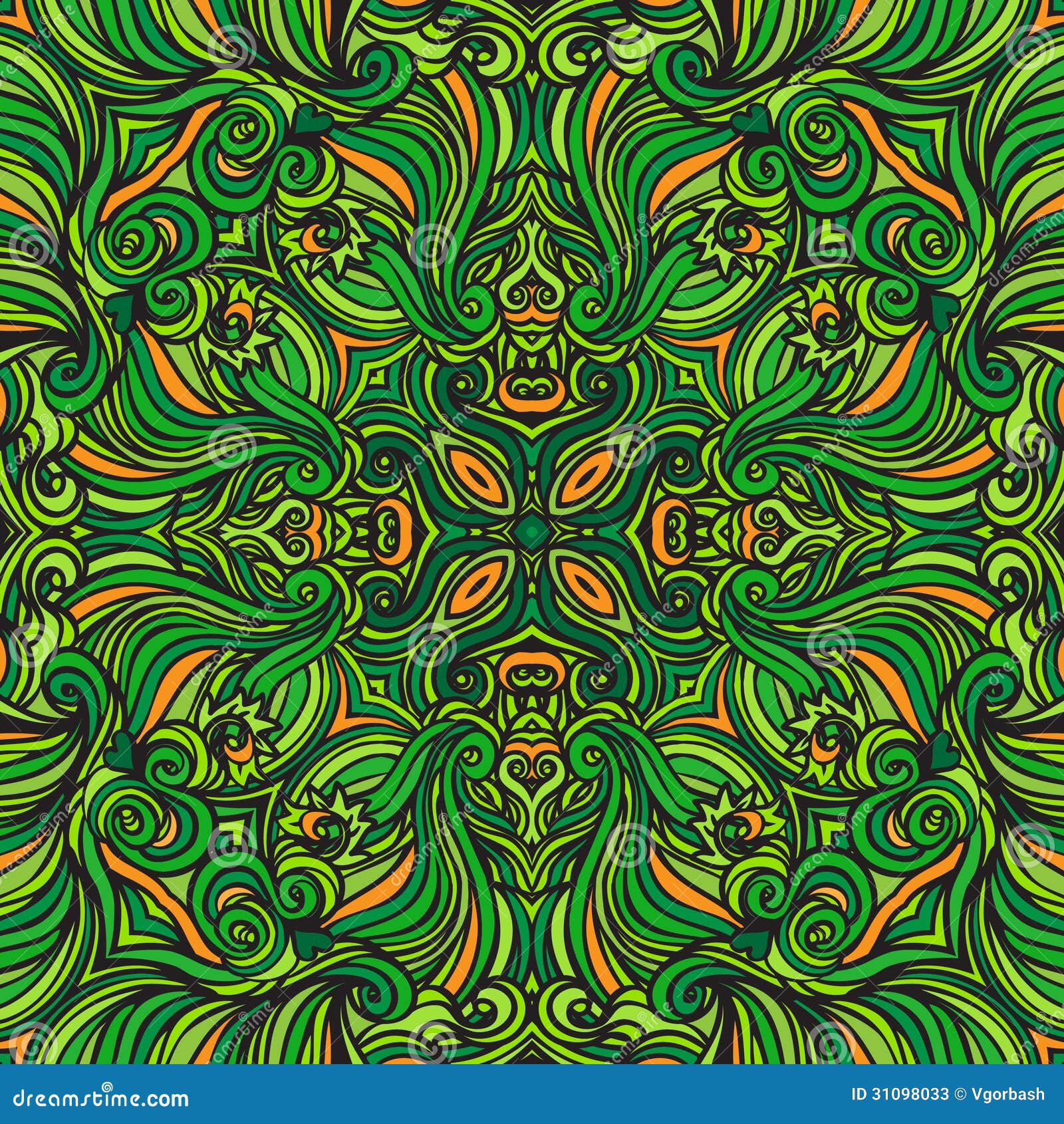 Seamless Round Dark Green Pattern. Stock Illustration - Illustration of ...