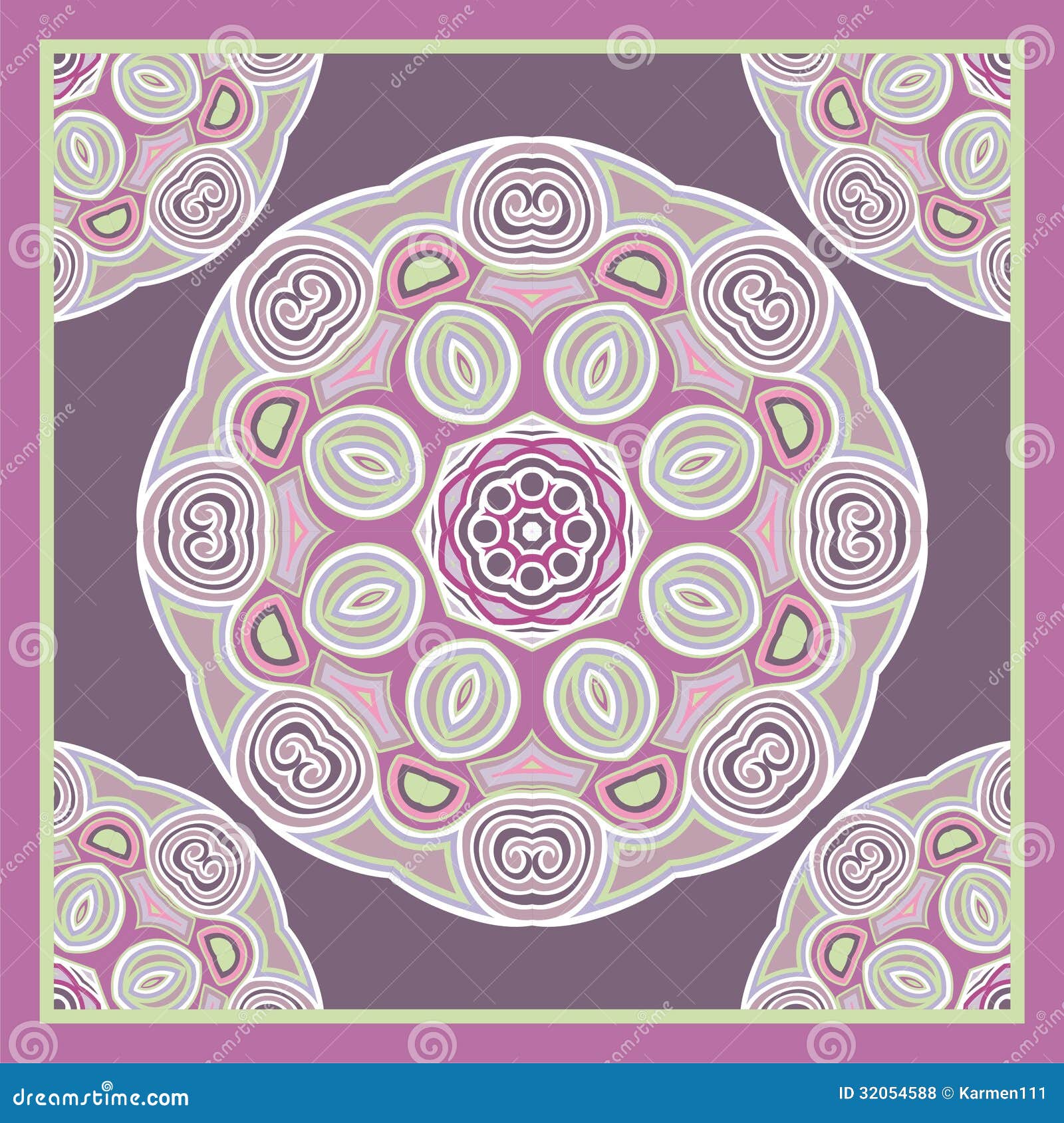 Seamless round pattern. stock vector. Illustration of cushion - 32054588