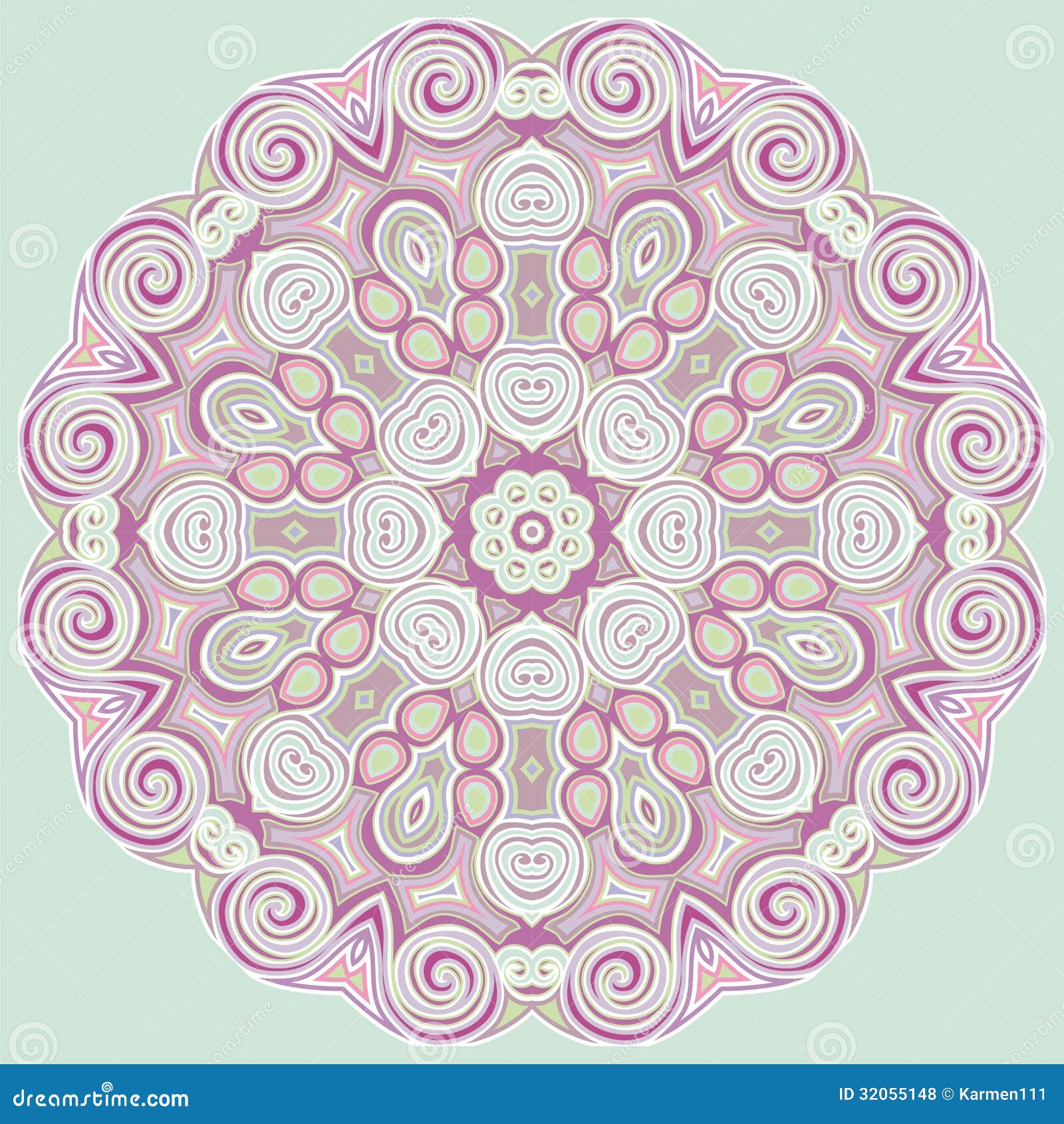 Seamless Round Pattern. Mandala. Stock Vector - Illustration of fractal ...