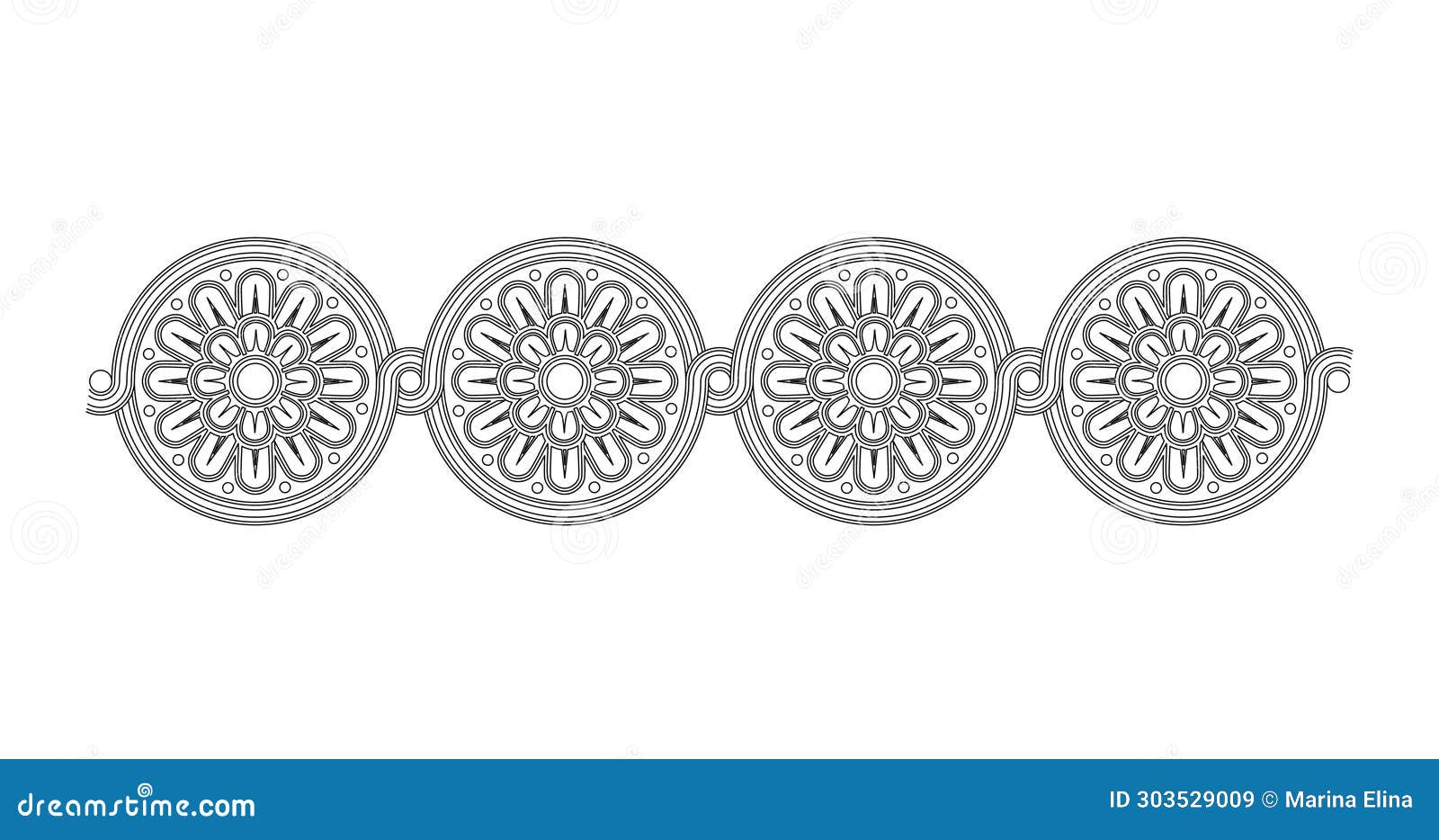 Seamless Round Pattern Vector Illustration. Lace Style Border Elements ...