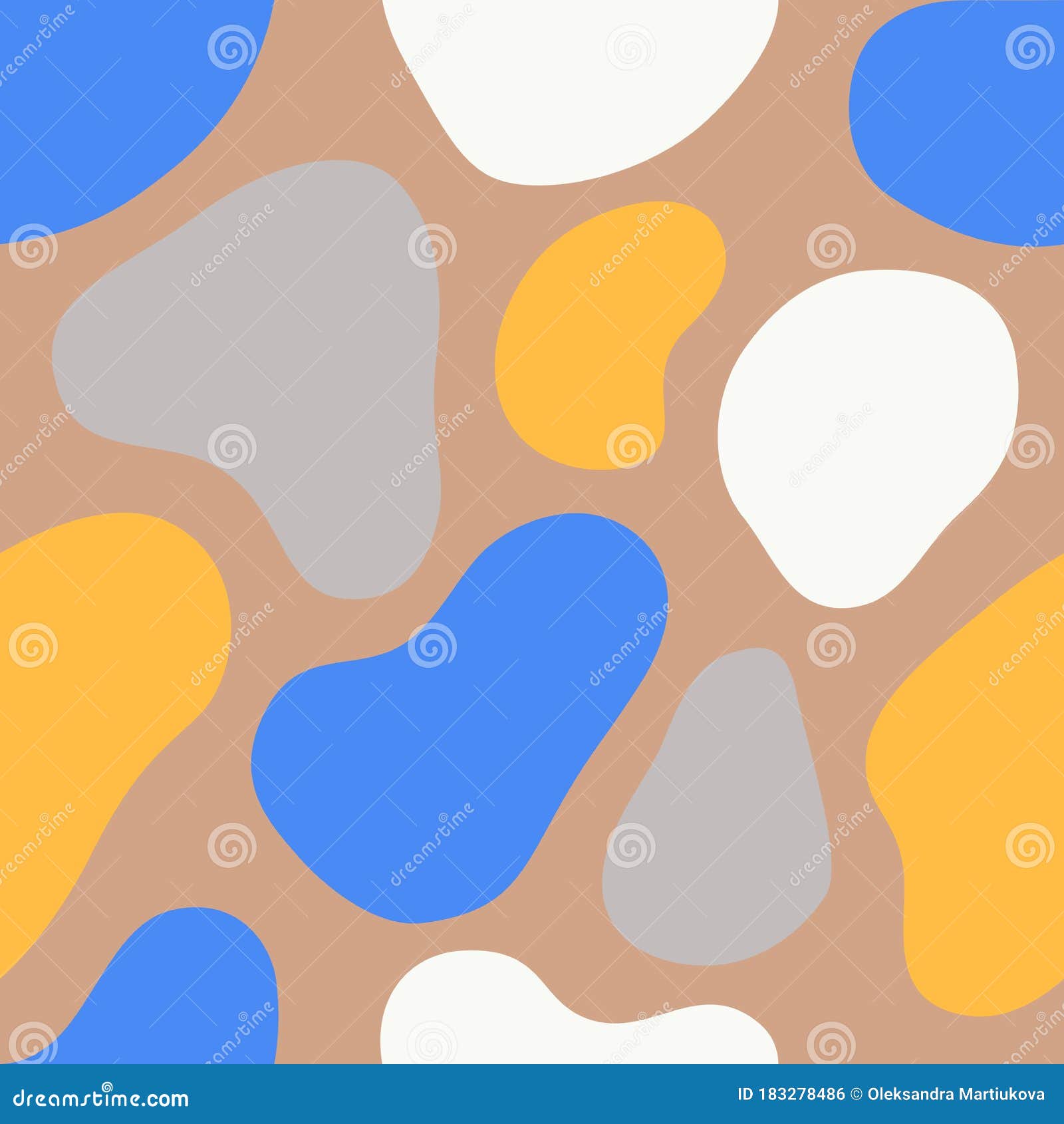 Seamless Round Stone Pattern. Abstract Colorful Background with Organic ...